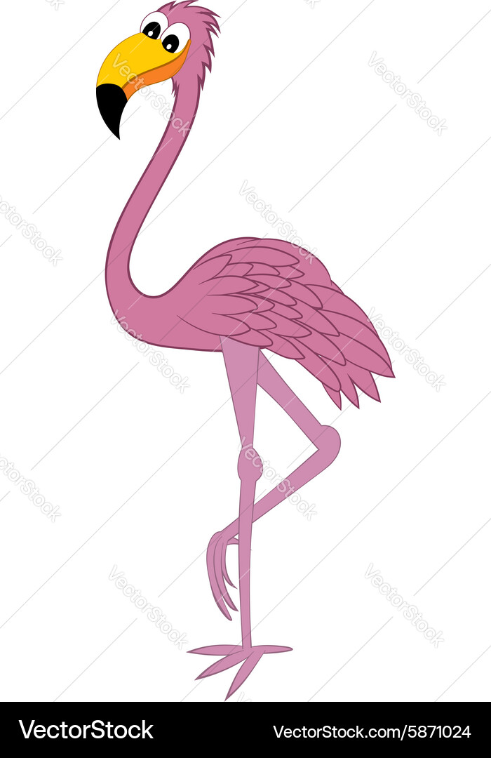 Funny cartoon flamingo Royalty Free Vector Image