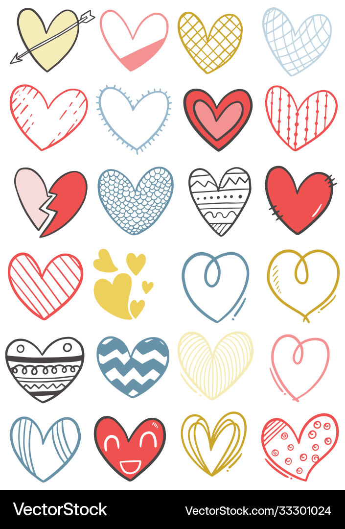 Hand Drawn Scribble Hearts Collection Royalty Free Vector