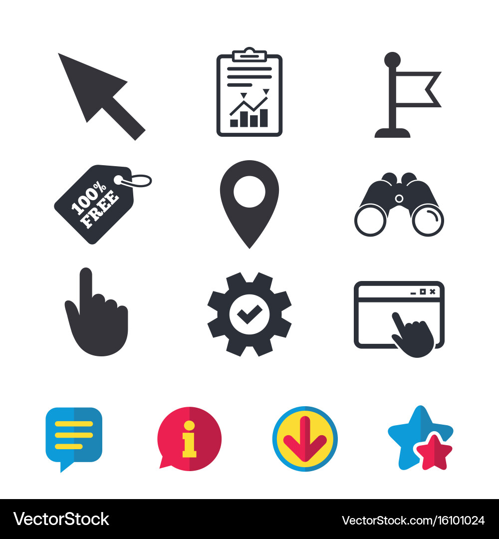 Mouse cursor icon hand or flag pointer symbols Vector Image