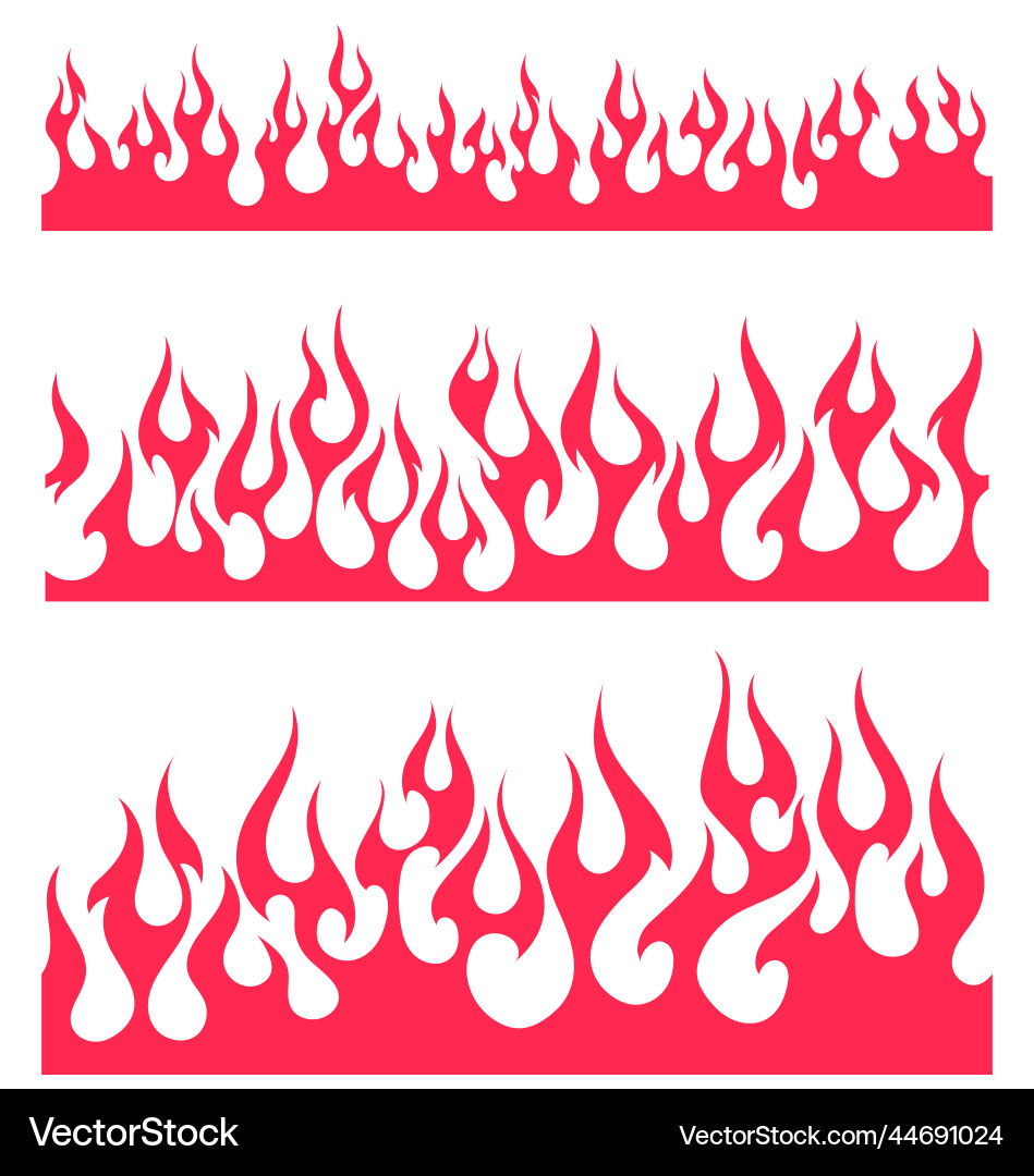 Old school red flame background elements set Vector Image
