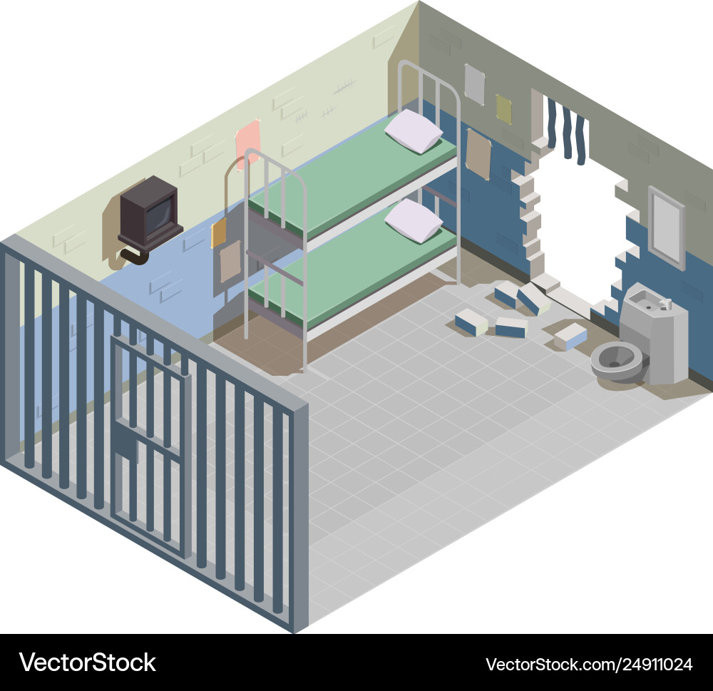 Prison jail isometric composition Royalty Free Vector Image