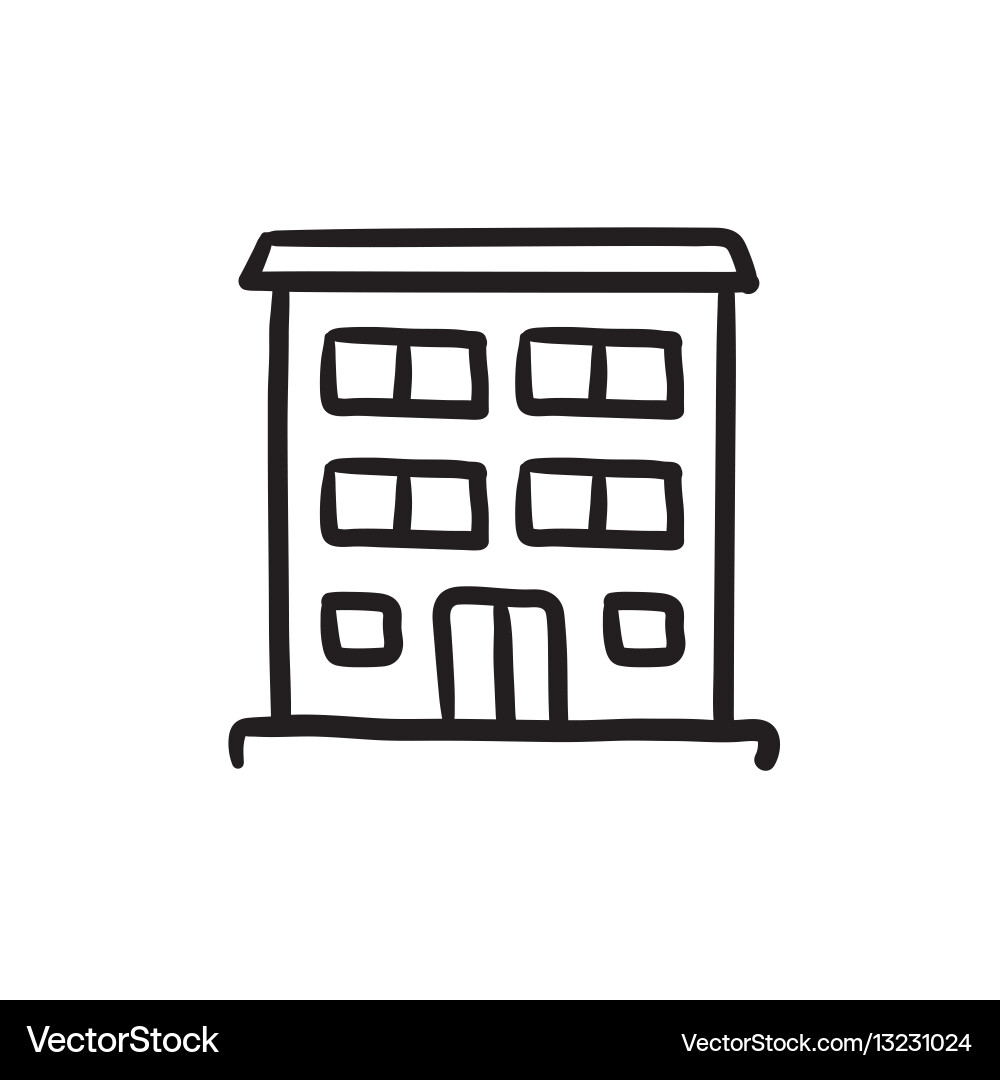 Residential building sketch icon Royalty Free Vector Image