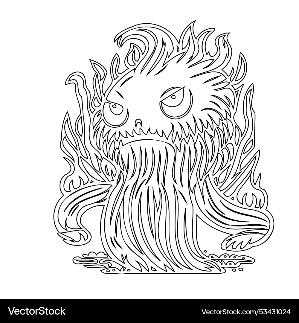 Swamp monster outline sketch Royalty Free Vector Image