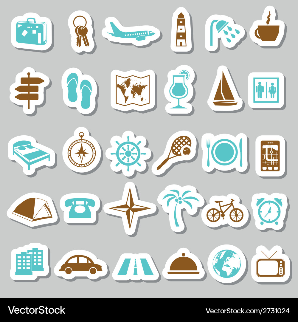 Travel and accommodation stickers Royalty Free Vector Image