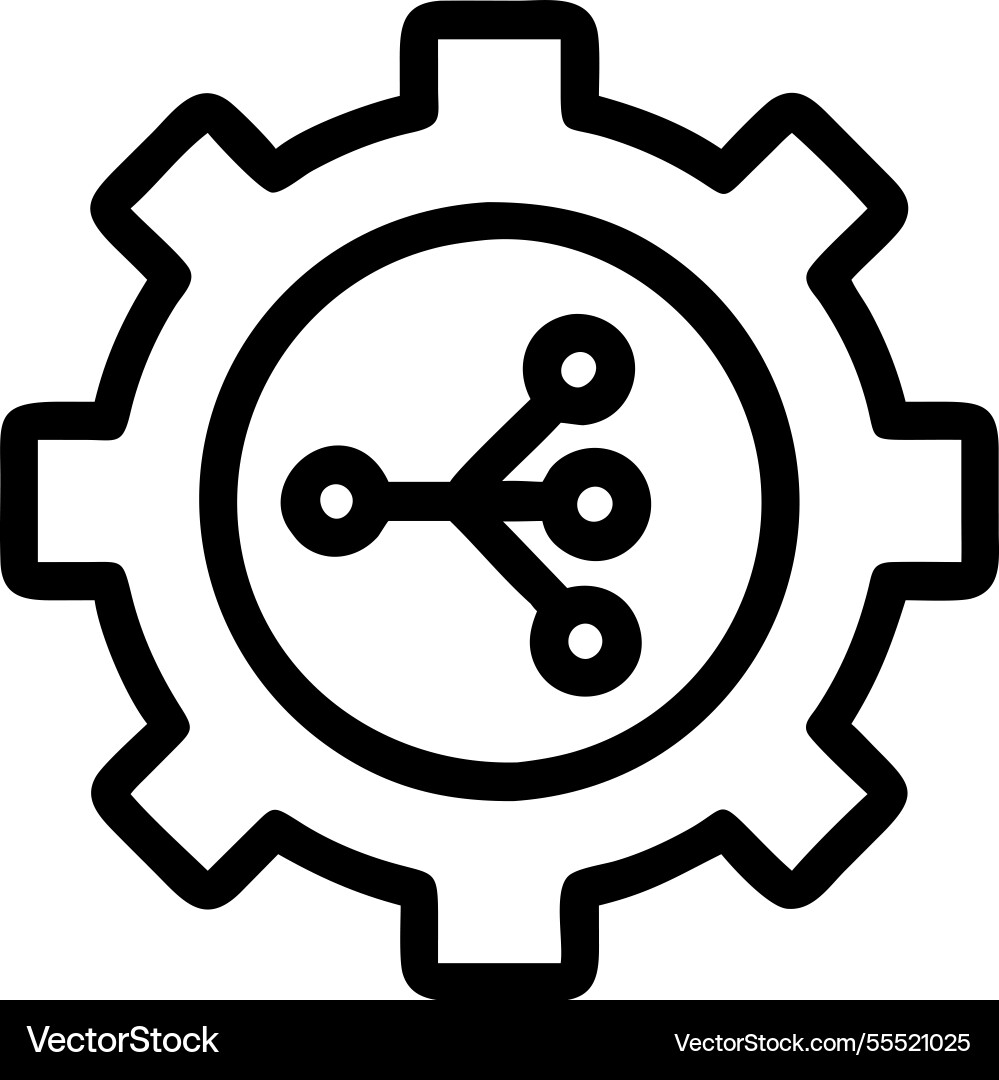 Ai gear with circuits icon Royalty Free Vector Image