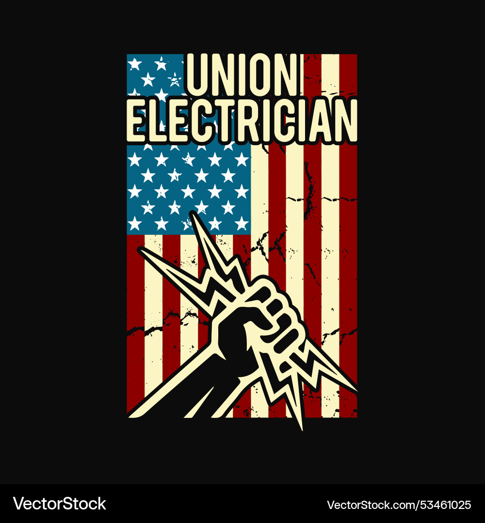 American flag union electrician Royalty Free Vector Image