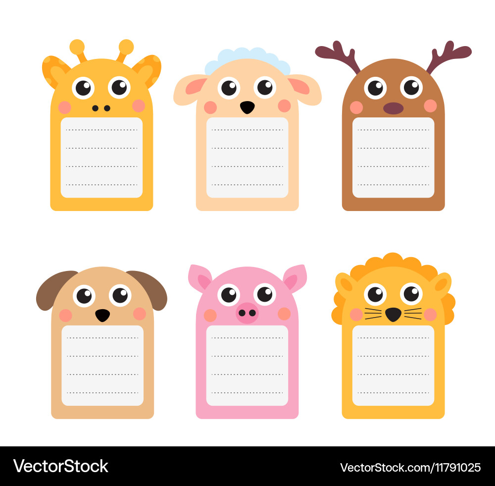 Animal Note Collection Royalty Free Vector Image