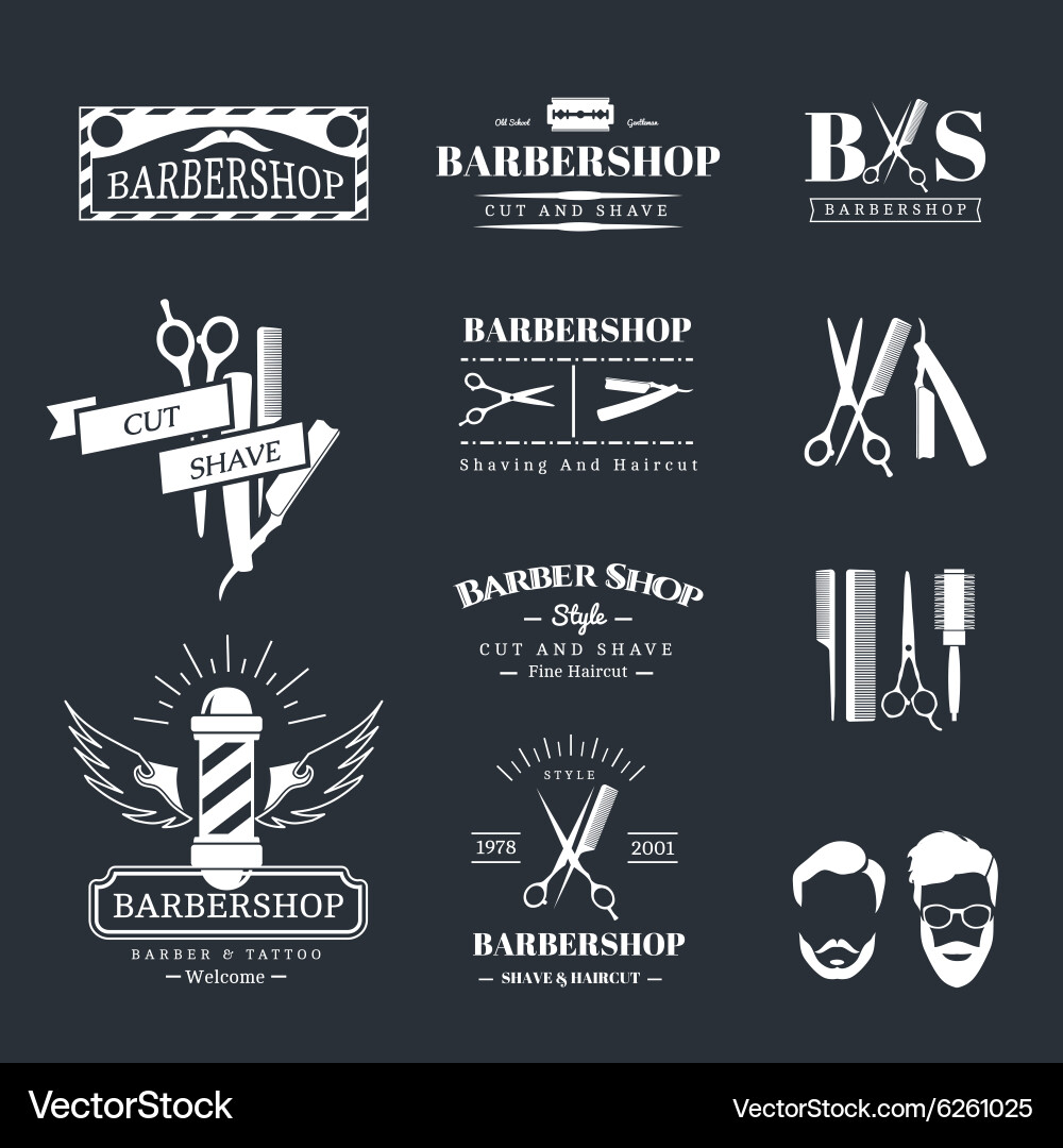 Barbershop design elements Royalty Free Vector Image