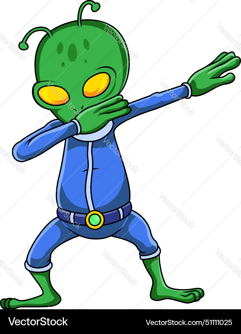 Dabbing alien character cartoon clip art Vector Image
