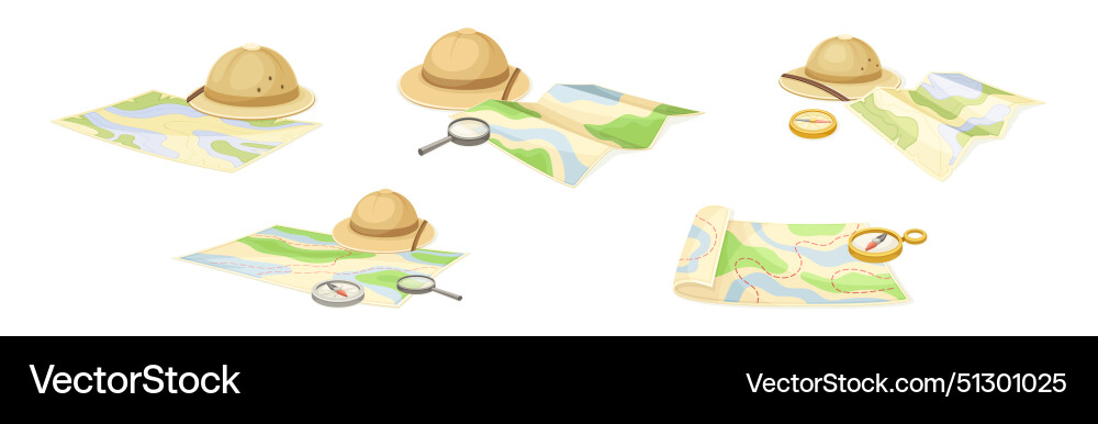 Expedition map depicting geography and route Vector Image