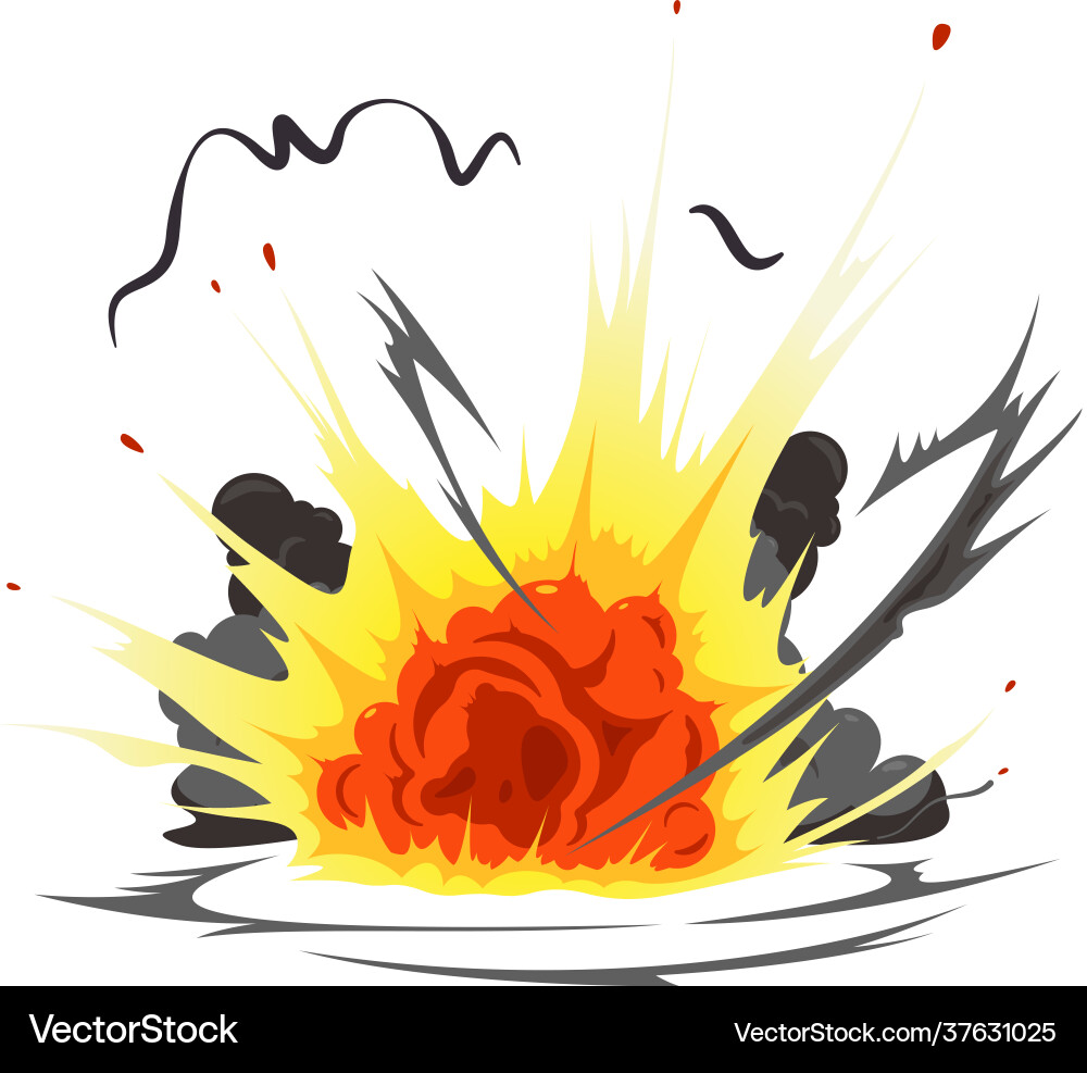 Explosion Burst with Flames and Smoke Royalty Free Vector