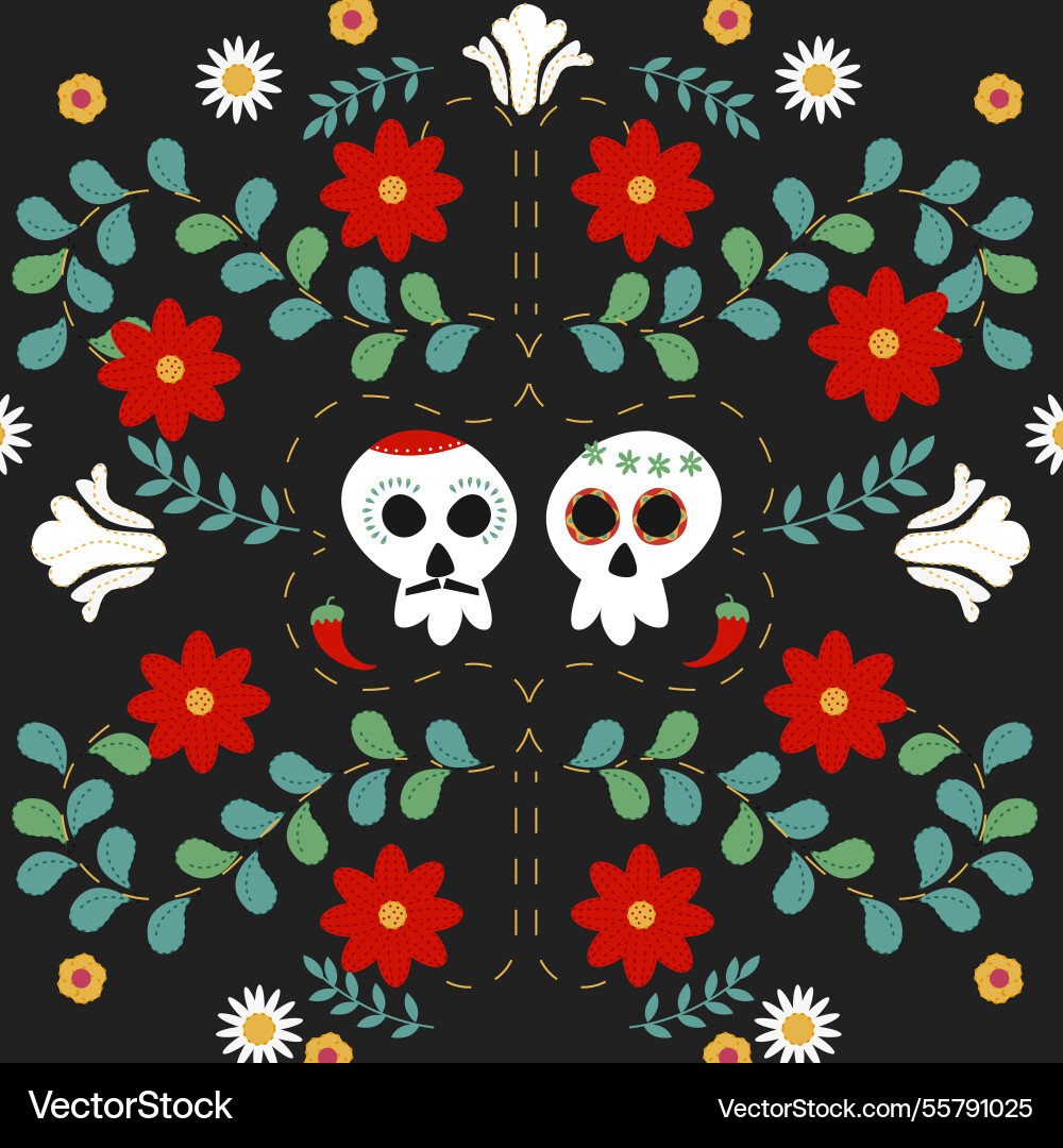 Hand drawn embroidery floral background Royalty Free Vector