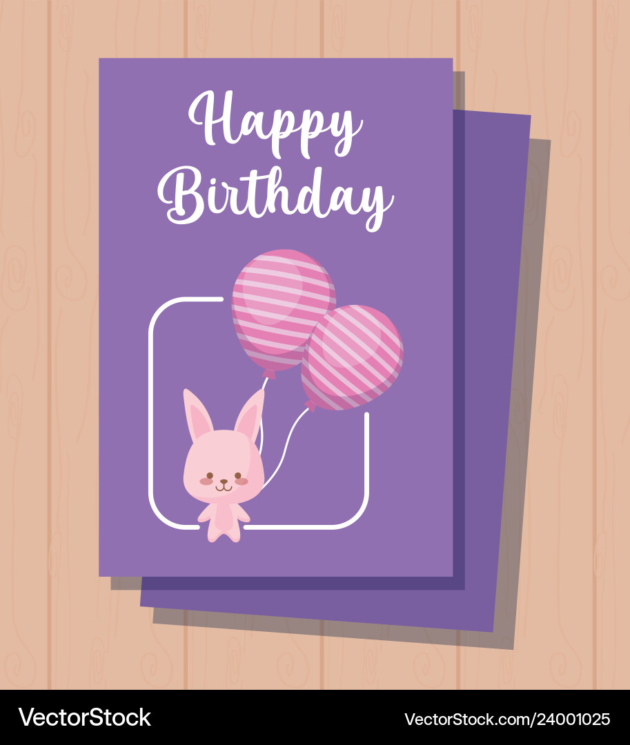Happy birthday card with cute rabbit Royalty Free Vector