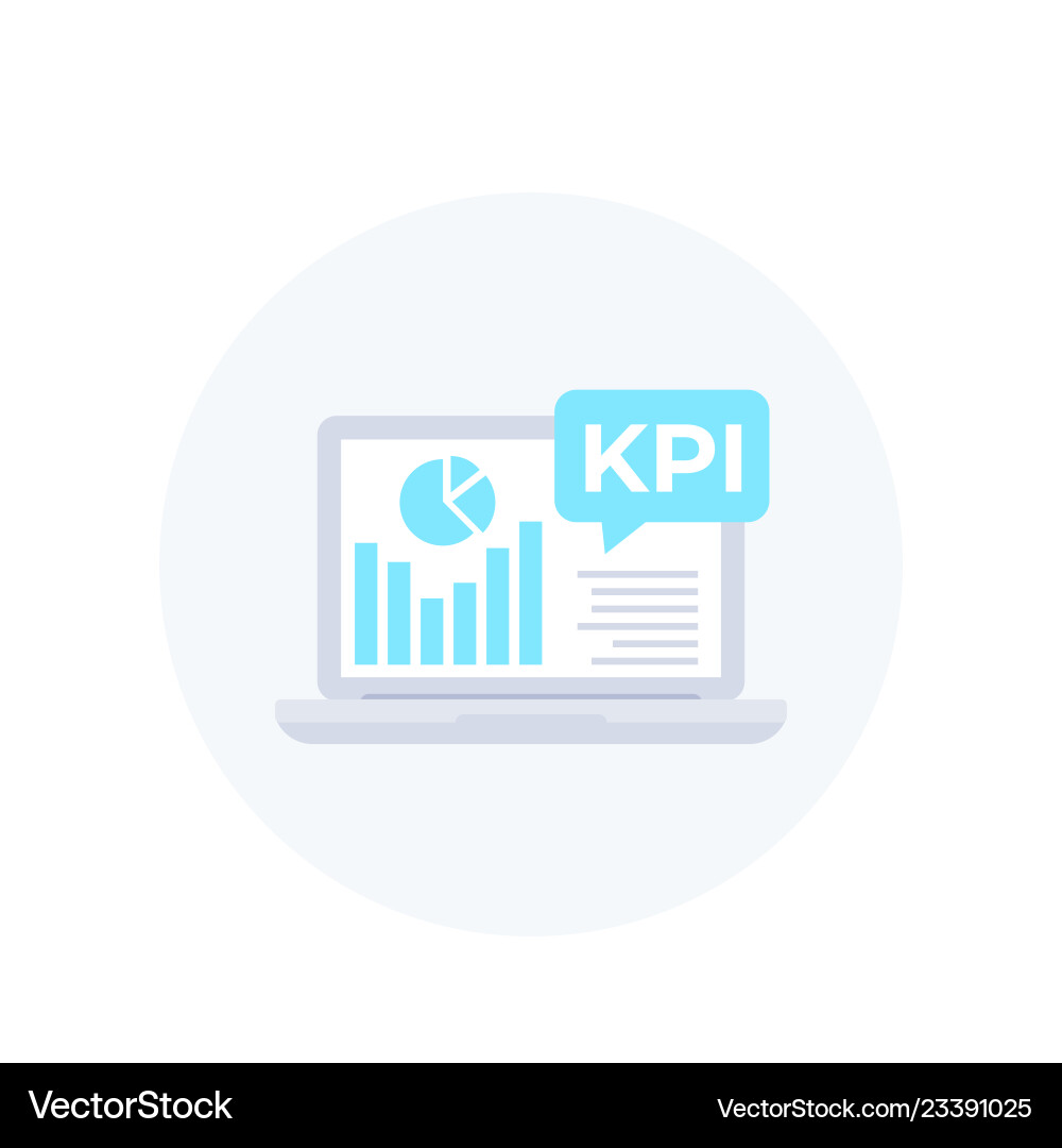 Kpi icon with laptop and business analytics Vector Image
