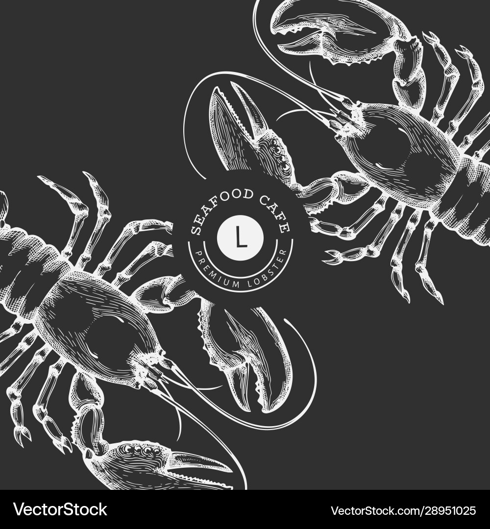 Lobster banner template hand drawn seafood Vector Image