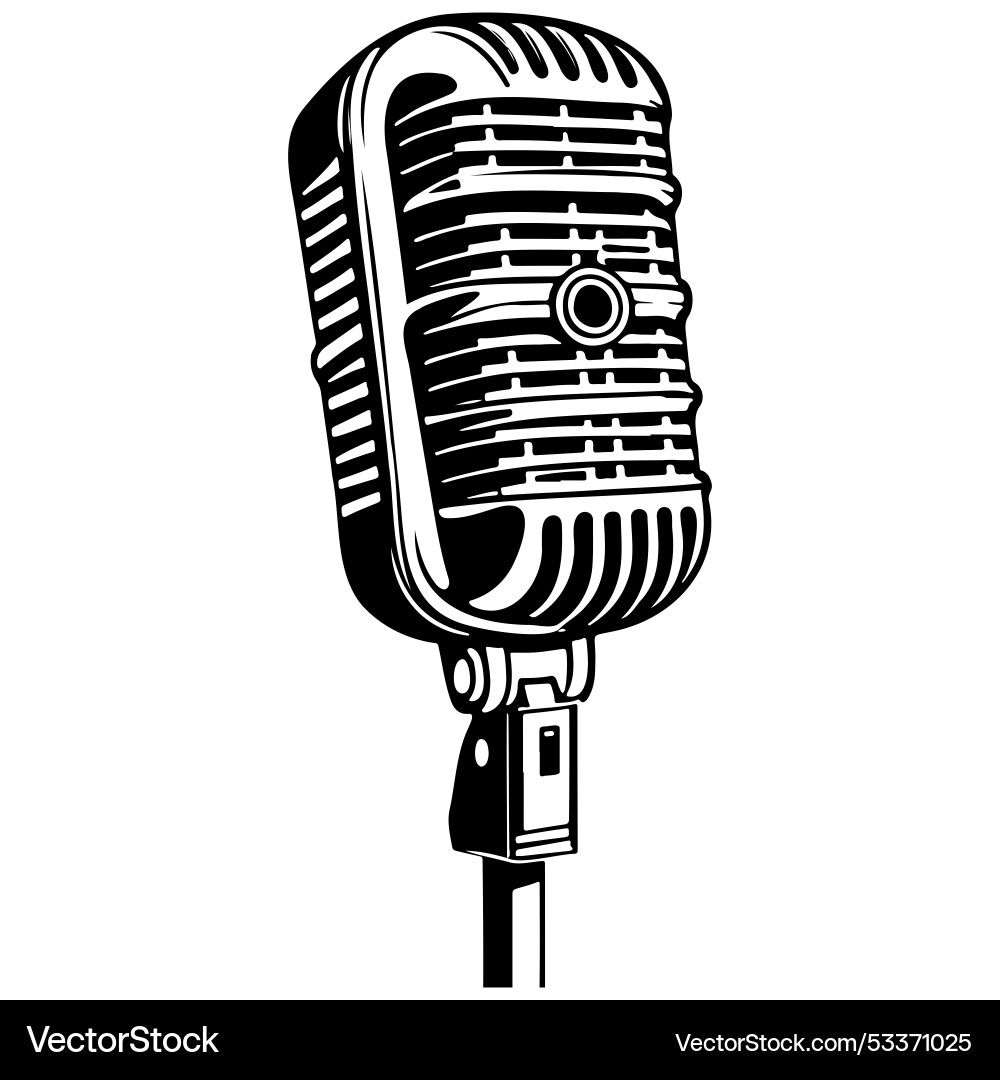 Microphone sketches hand drawn line transparent Vector Image