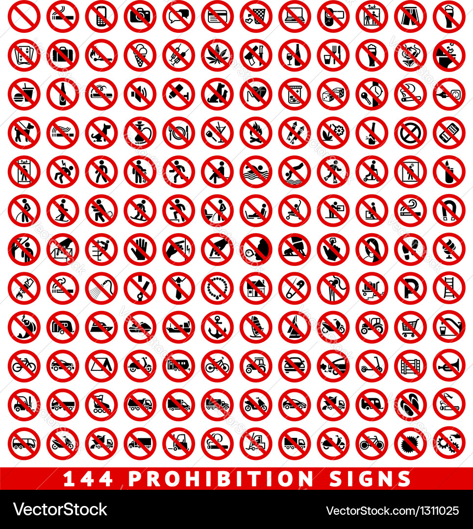 Prohibition signs big set Royalty Free Vector Image