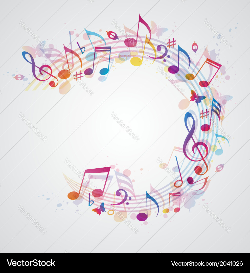 Abstract music background with notes Royalty Free Vector