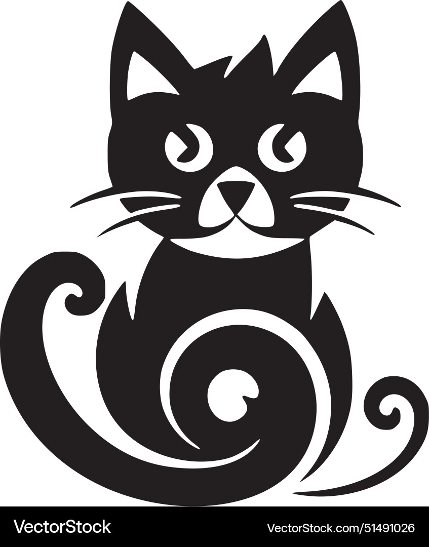 Cat - black and white Royalty Free Vector Image