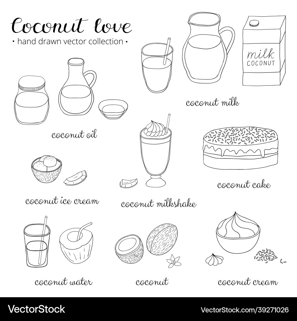 Coconut love set Royalty Free Vector Image - VectorStock
