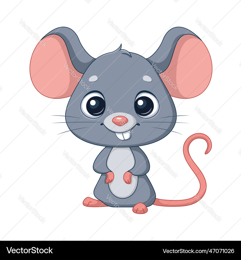 Cute grey mouse animal cartoon Royalty Free Vector Image