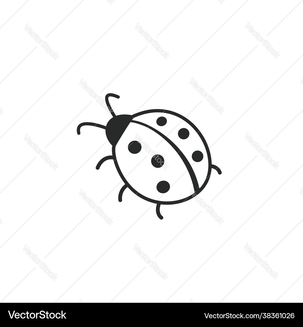 Cute Ladybug Outline Icon Royalty Free Vector Image