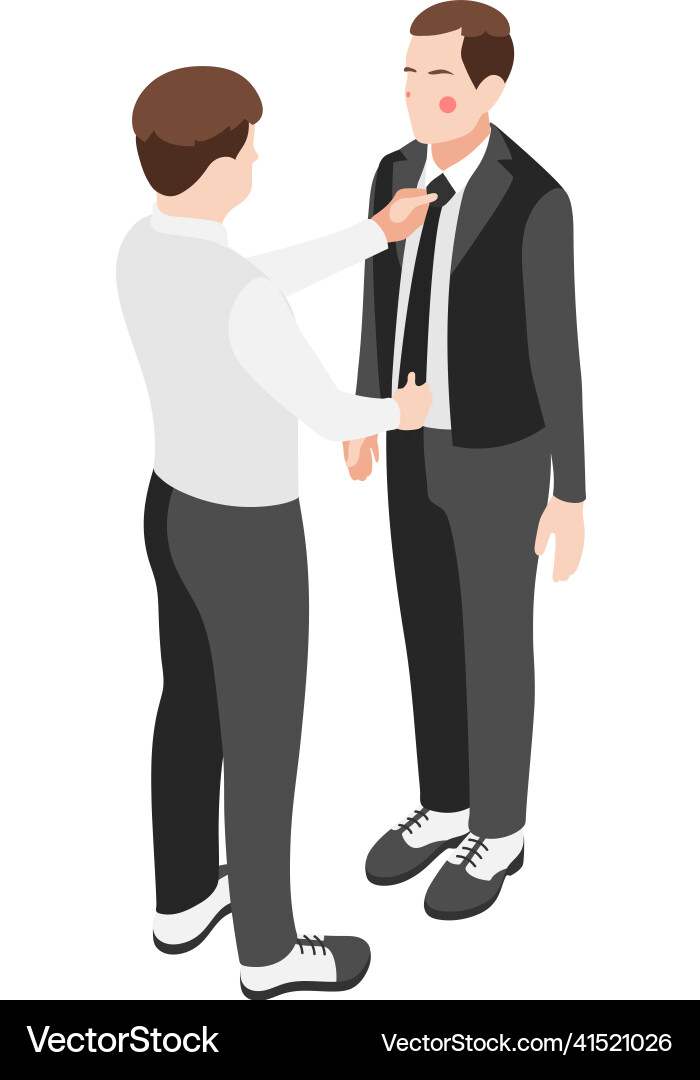 Groom suit fitting composition Royalty Free Vector Image
