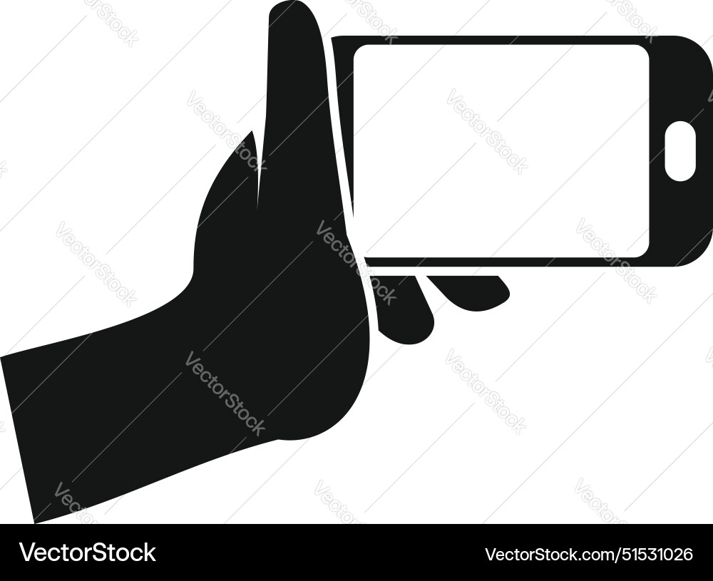 Hand holding smartphone simple icon logo Vector Image
