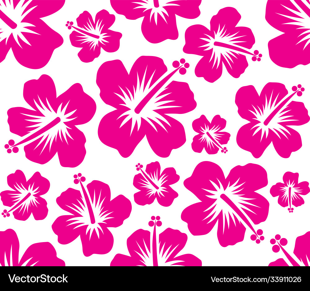 Hibiscus Flower Pattern - Tropical Hawaii Vector Image