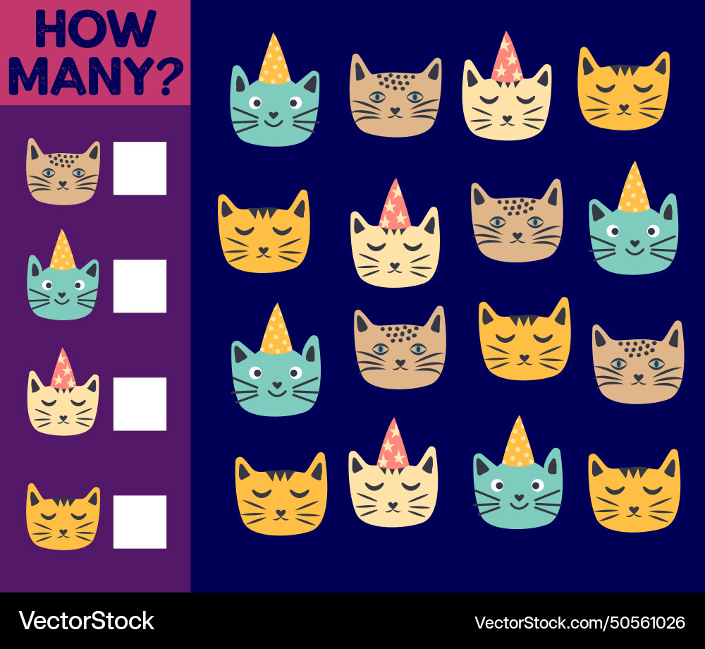 How many cat game for children printable worksheet