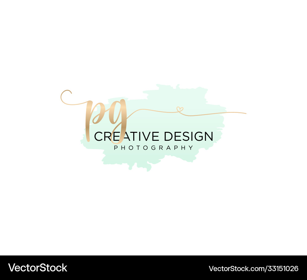 Initial pg handwriting logo with brush template Vector Image