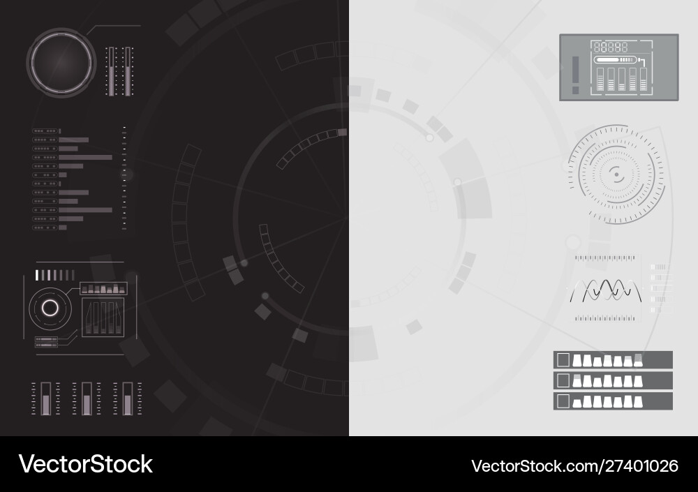 Monochrome digital structure elements technology Vector Image