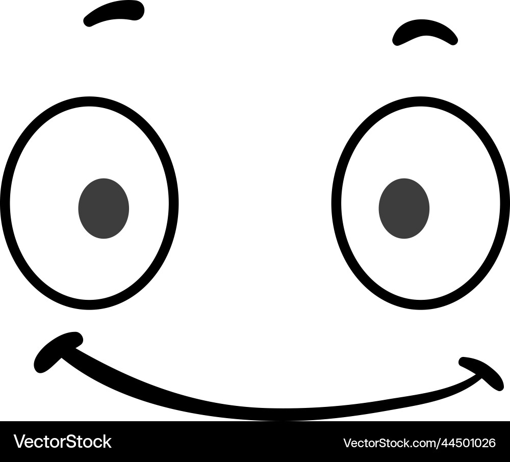 Smiling comic face happy character expression Vector Image