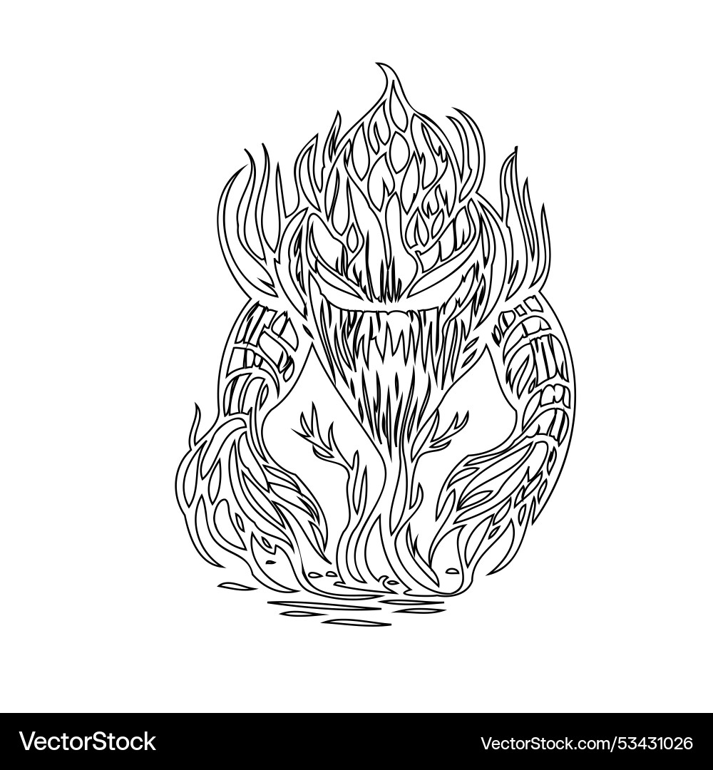 Swamp monster outline sketch Royalty Free Vector Image