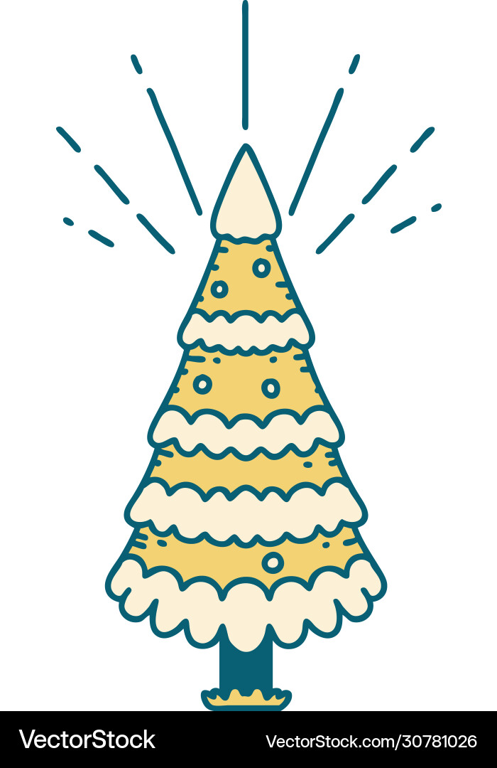 Traditional tattoo style snow covered pine tree Vector Image