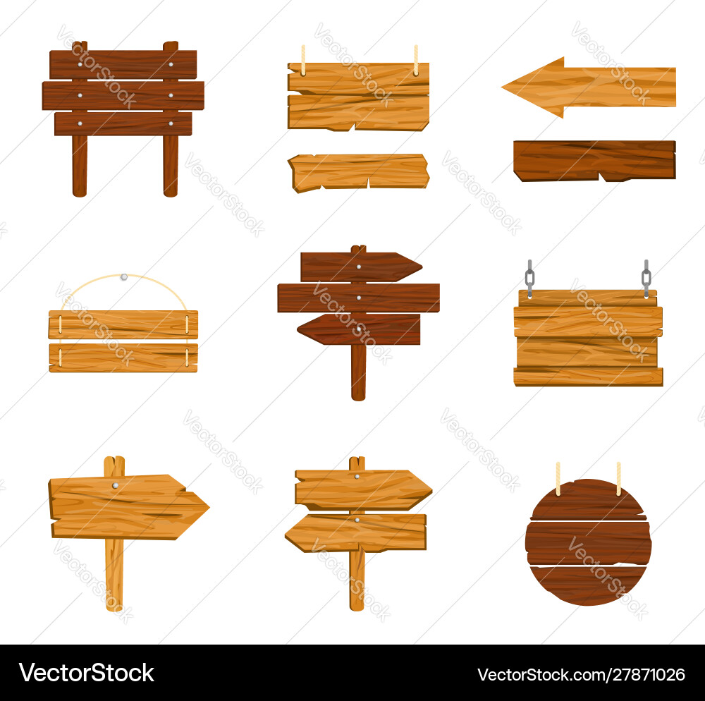 Wooden Signboards & Plaques Royalty Free Vector Image