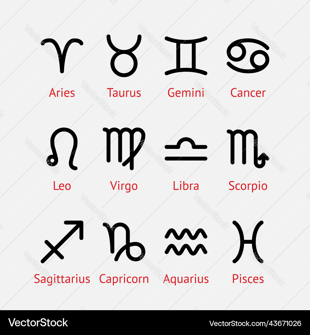Zodiac astrological signs set icons Royalty Free Vector