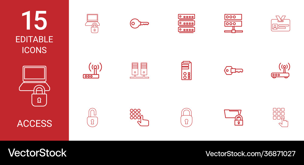 15 access icons Royalty Free Vector Image - VectorStock