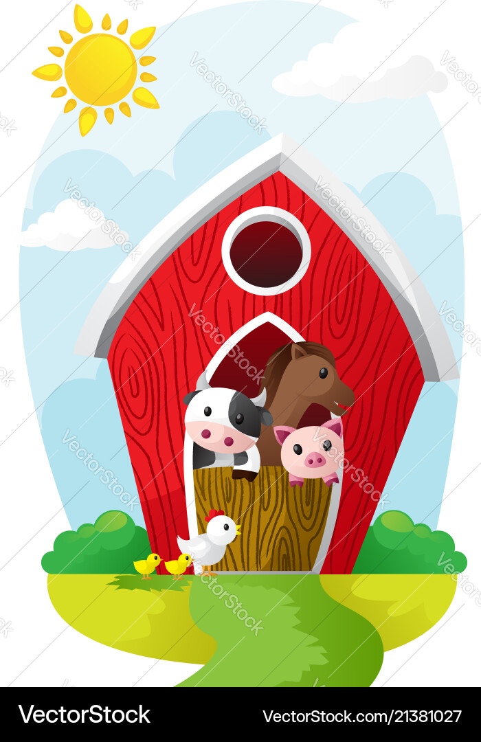 Animals in barn Royalty Free Vector Image - VectorStock