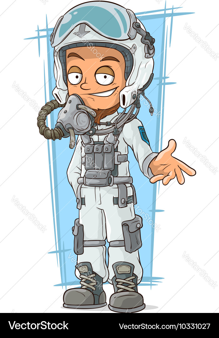 Cartoon pilot in cool white helmet Royalty Free Vector Image
