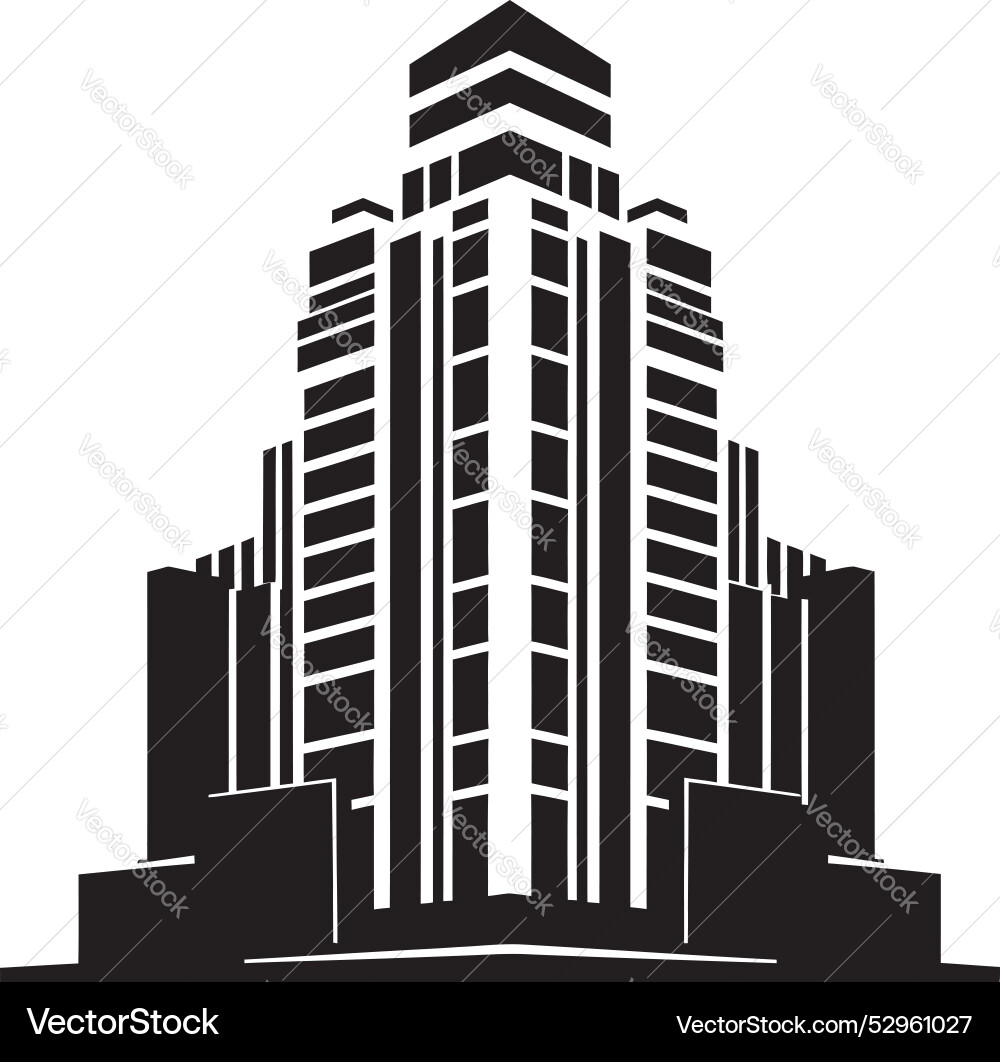 Cityline elevation multifloor building in logo Vector Image
