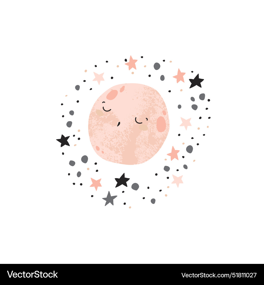 Cute moon sleeping character design full Vector Image