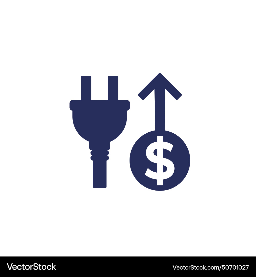 Electricity costs up icon on white Royalty Free Vector Image