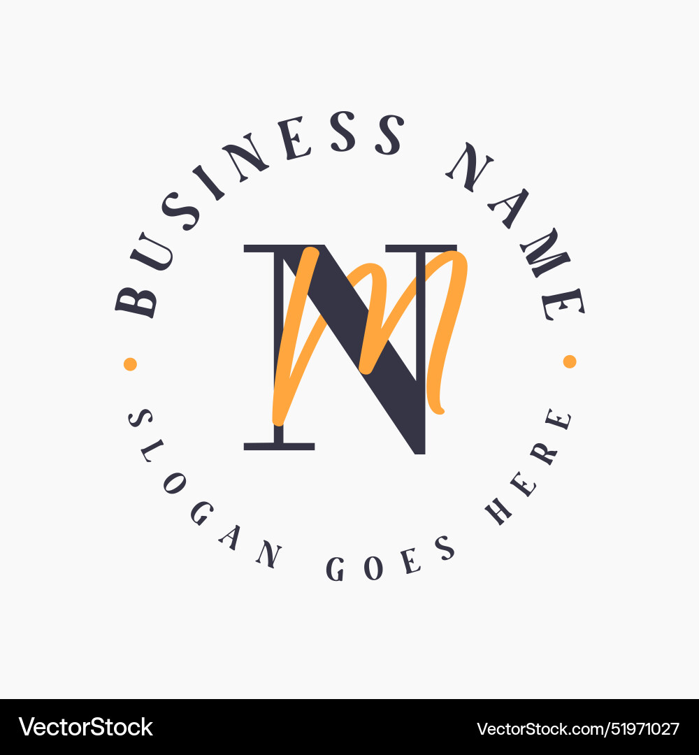 Elegant letter nm initials logo for corporate Vector Image