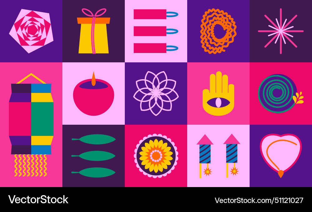Happy diwali geometric background square seamless Vector Image
