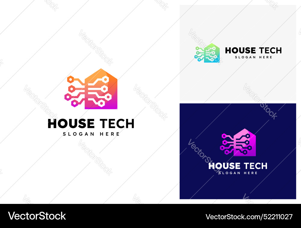Modern house tech logo design Royalty Free Vector Image