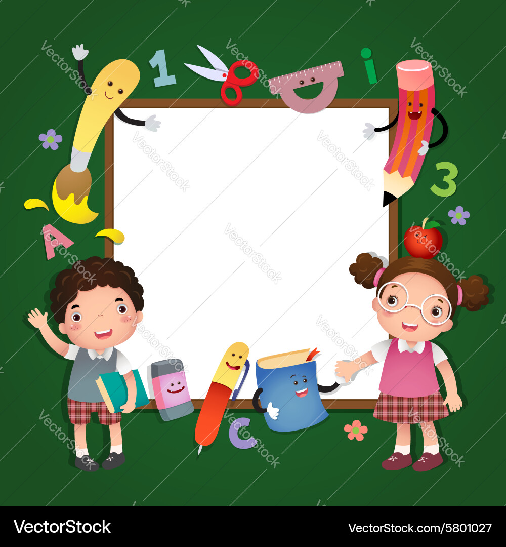 School Kids with Signboard Royalty Free Vector Image