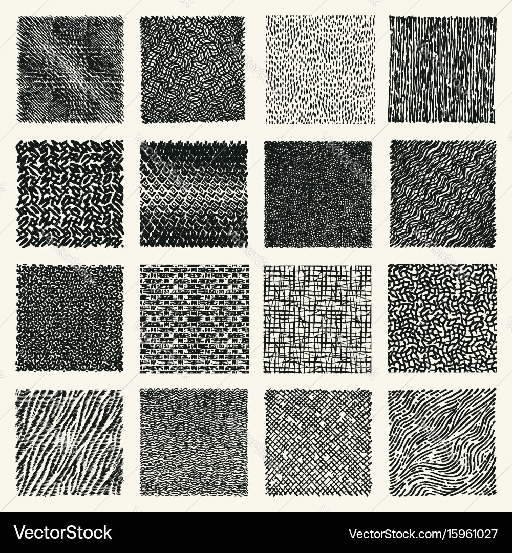 Set of hand drawn marker and ink patterns Vector Image