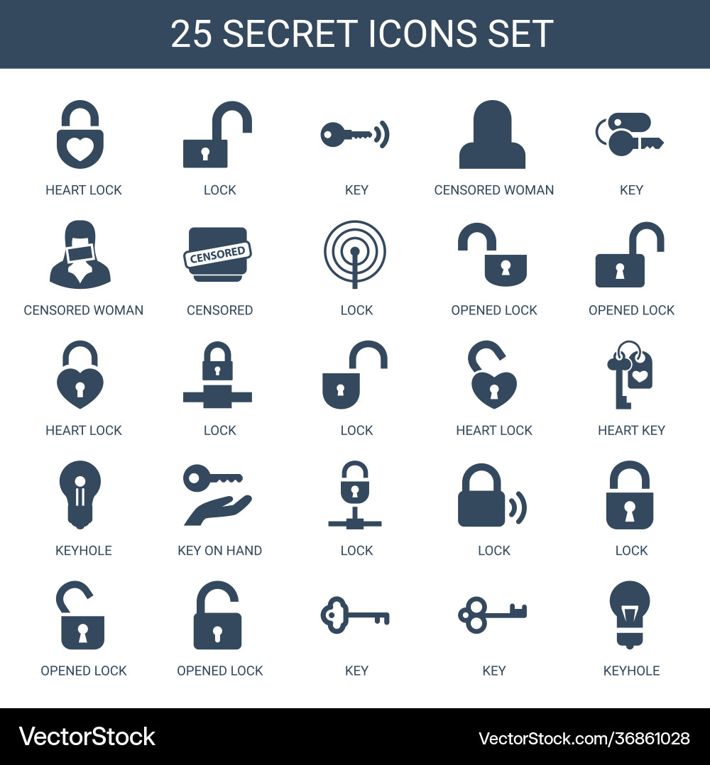 25 secret icons Royalty Free Vector Image - VectorStock