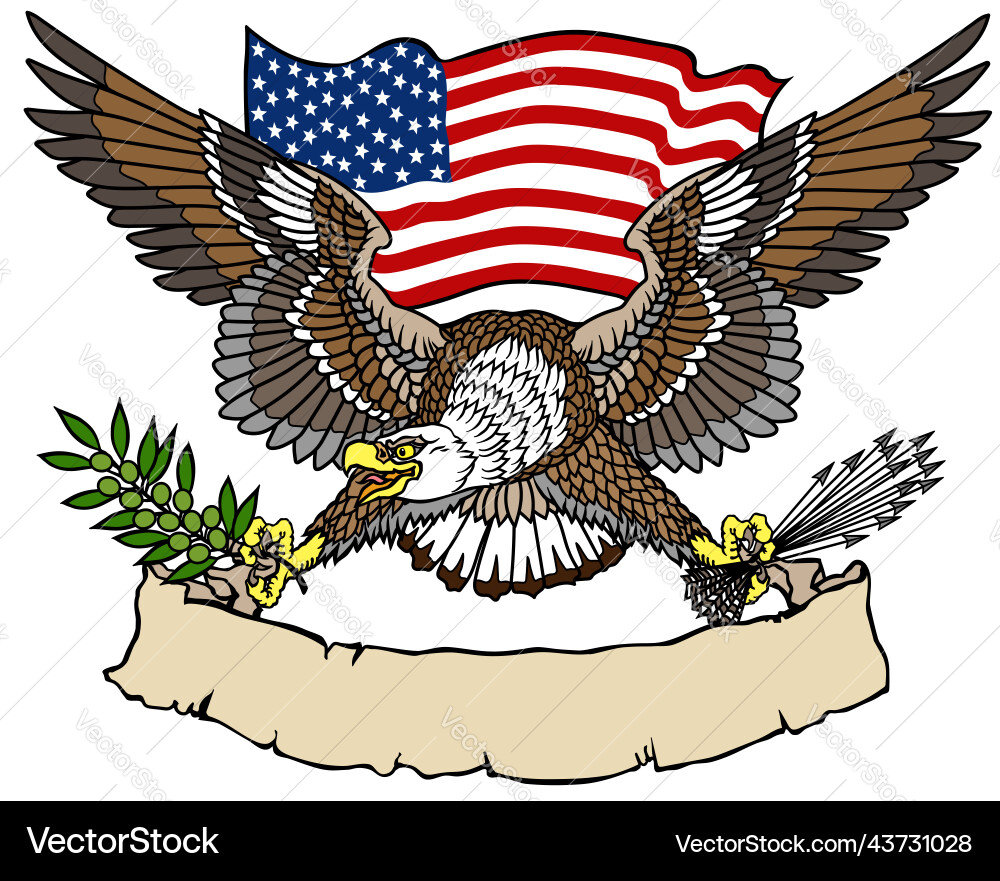 American eagle holding an olive branch and arrows Vector Image